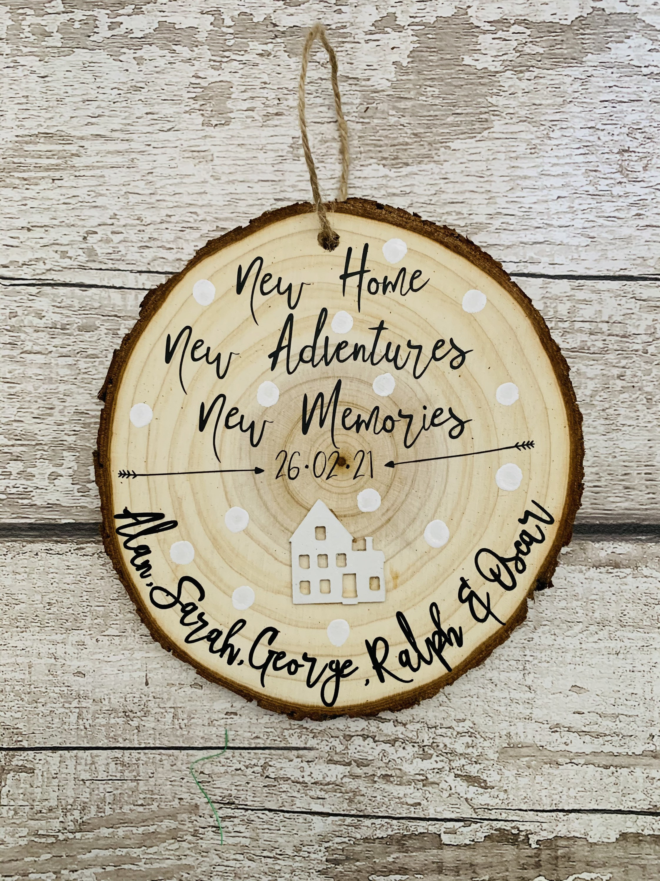 Rustic New Home Plaque Wood Slice Personalised New - Etsy UK