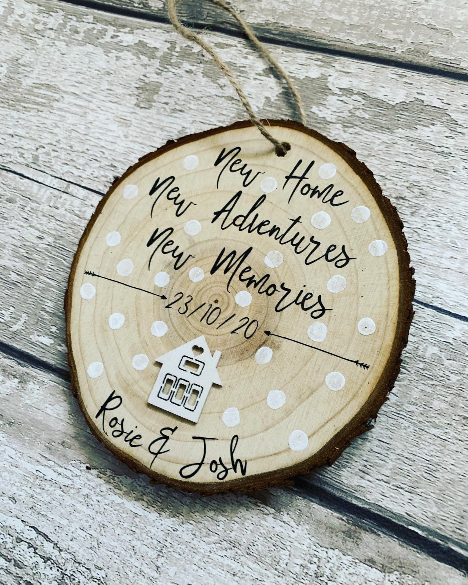 Rustic New Home Plaque Wood Slice Personalised New - Etsy