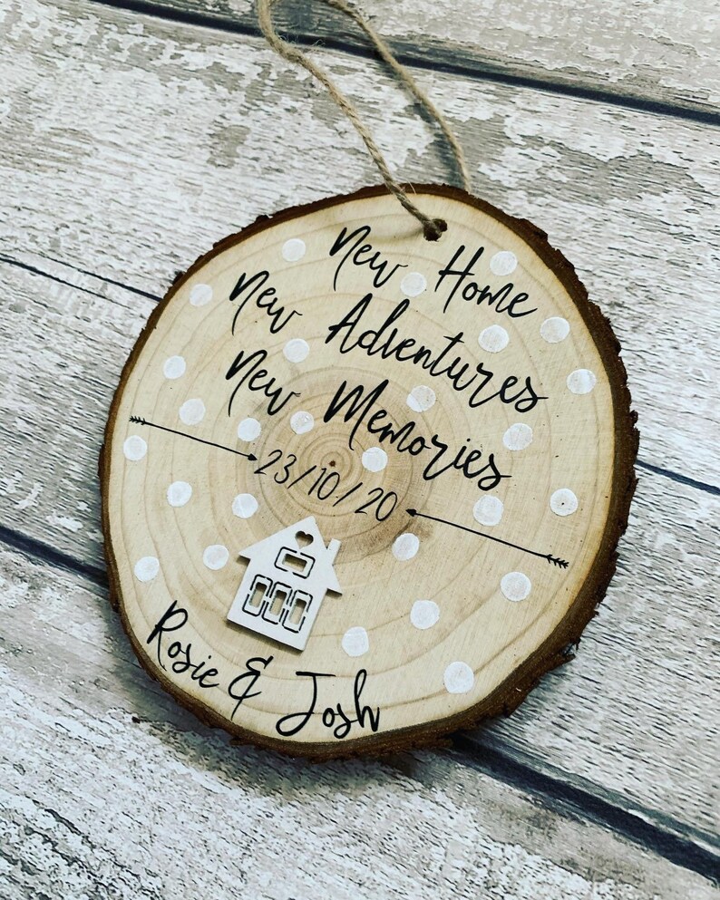 Rustic New Home Plaque Wood Slice Personalised New - Etsy