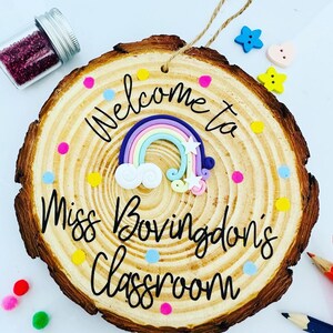 Rainbow Teacher Gift, Teacher Sign, Classroom Sign, Nursery Nurse Sign ...