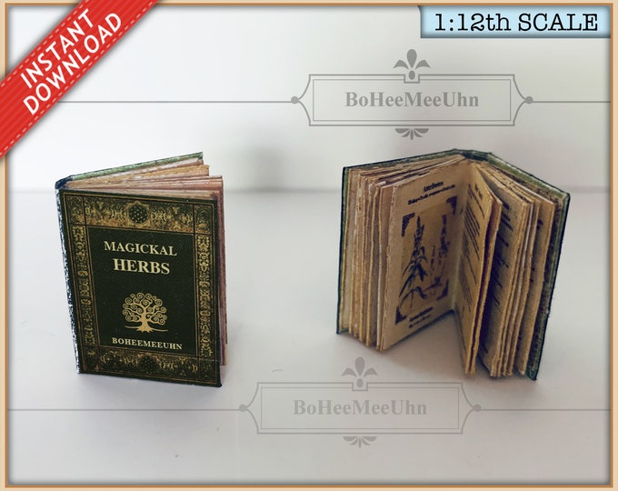 2 Books of Magical Herbs Dollhouse Mini Book 1:12, 6th 24th OPENABLE ...