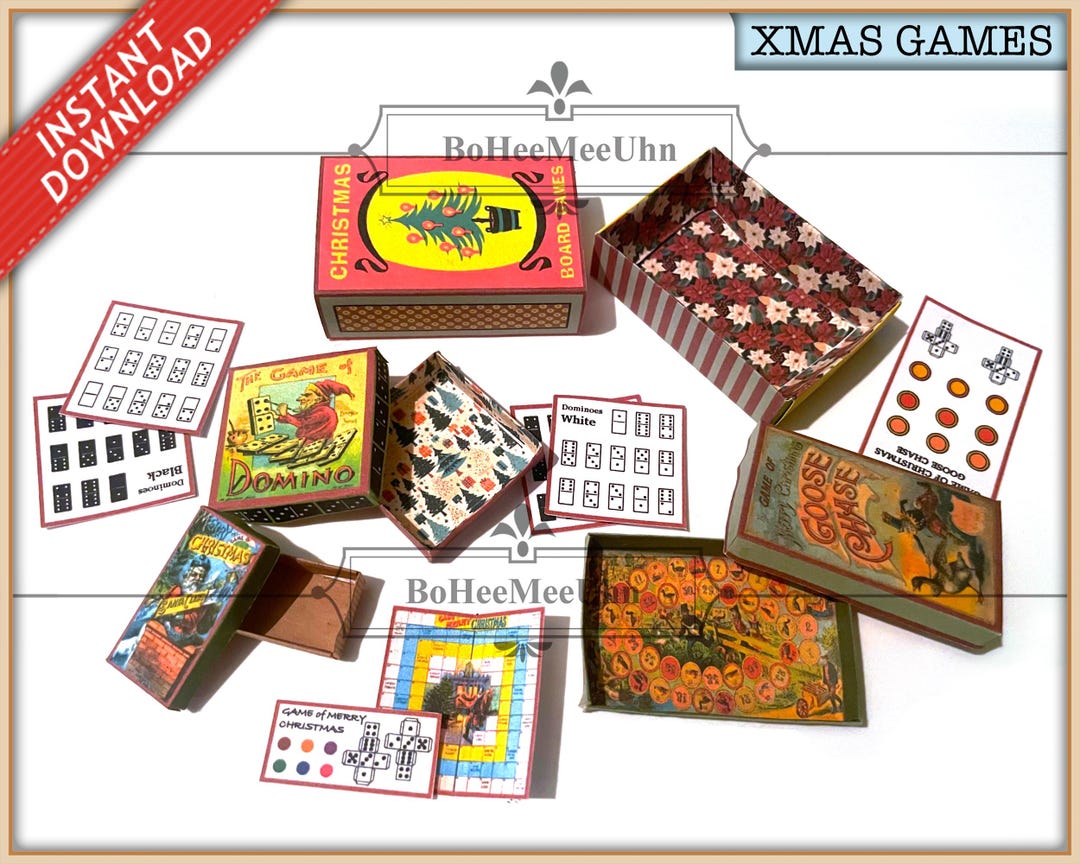 Christmas Vintage Antique Board Games in a Storage Matchbox. Set of 3 ...
