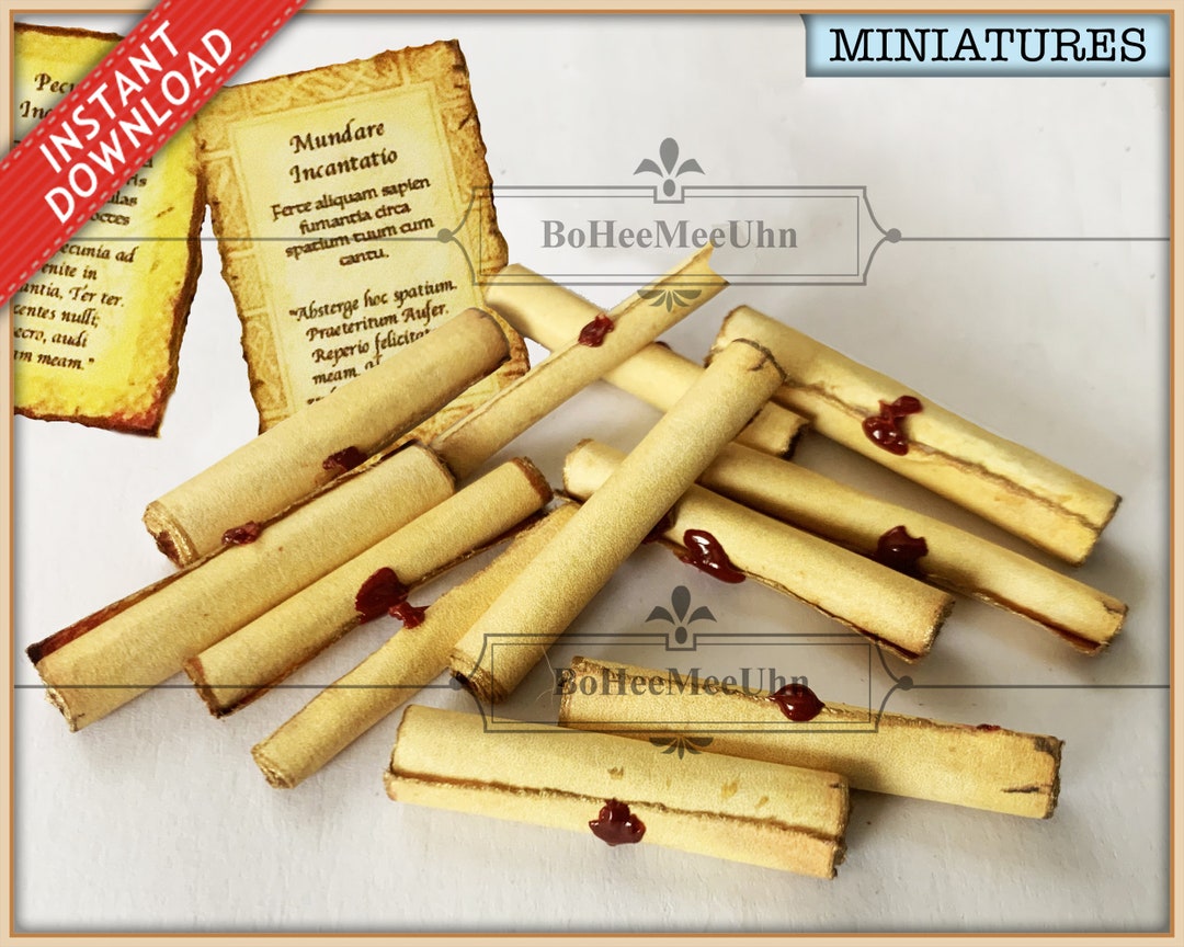 12 Magical Spell Scrolls Dollhouse Miniature 3 Scales OPENABLE and ...