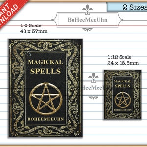 Magical Spells Dollhouse Miniature 2 Books. 4 Scales OPENABLE Miniature ...