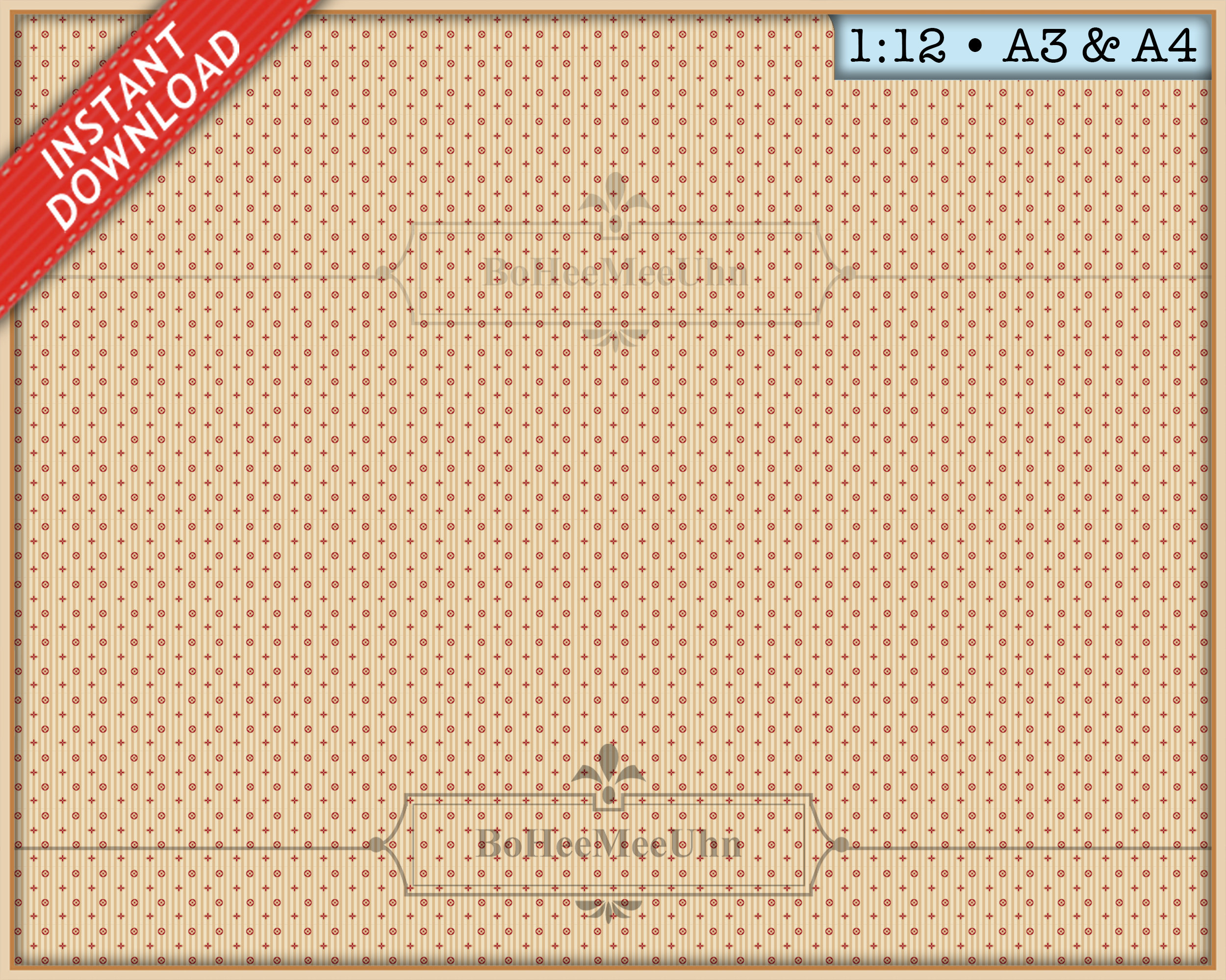 Red Fleur Dollhouse Victorian Repeat Patterned Wallpapers or - Etsy