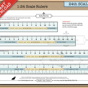 1 to 24 Scale Pretty Rulers. 9 Different Styles. Inches. Scaled 1:24 ...