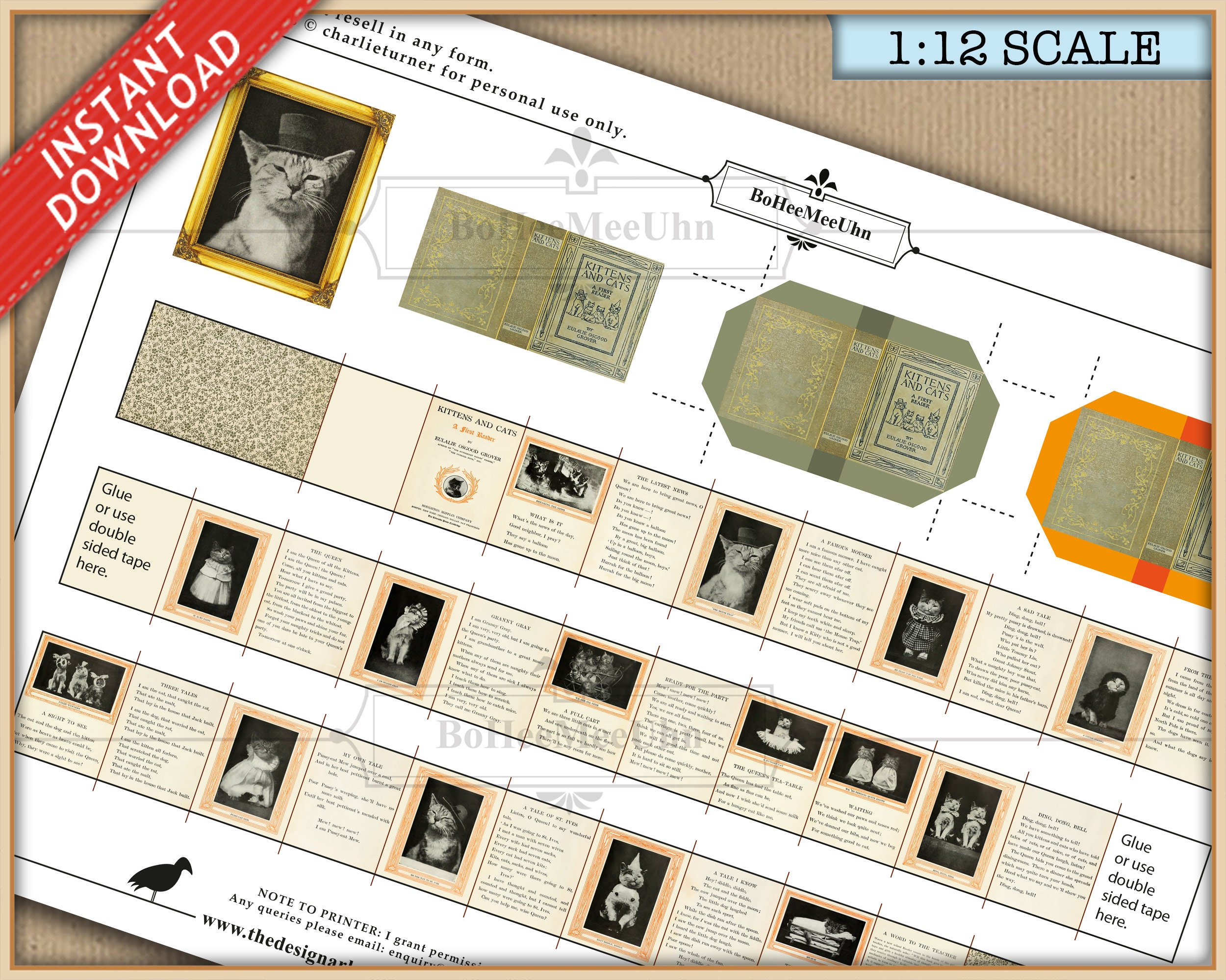 Miniature Openable 3 Scales Funny Cat Book. READABLE Instant - Etsy