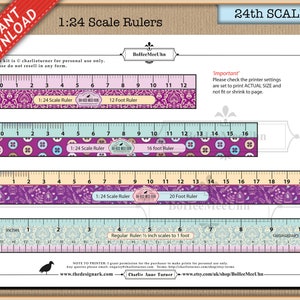1 to 24 Scale Pretty Rulers. 9 Different Styles. Inches. Scaled 1:24 ...