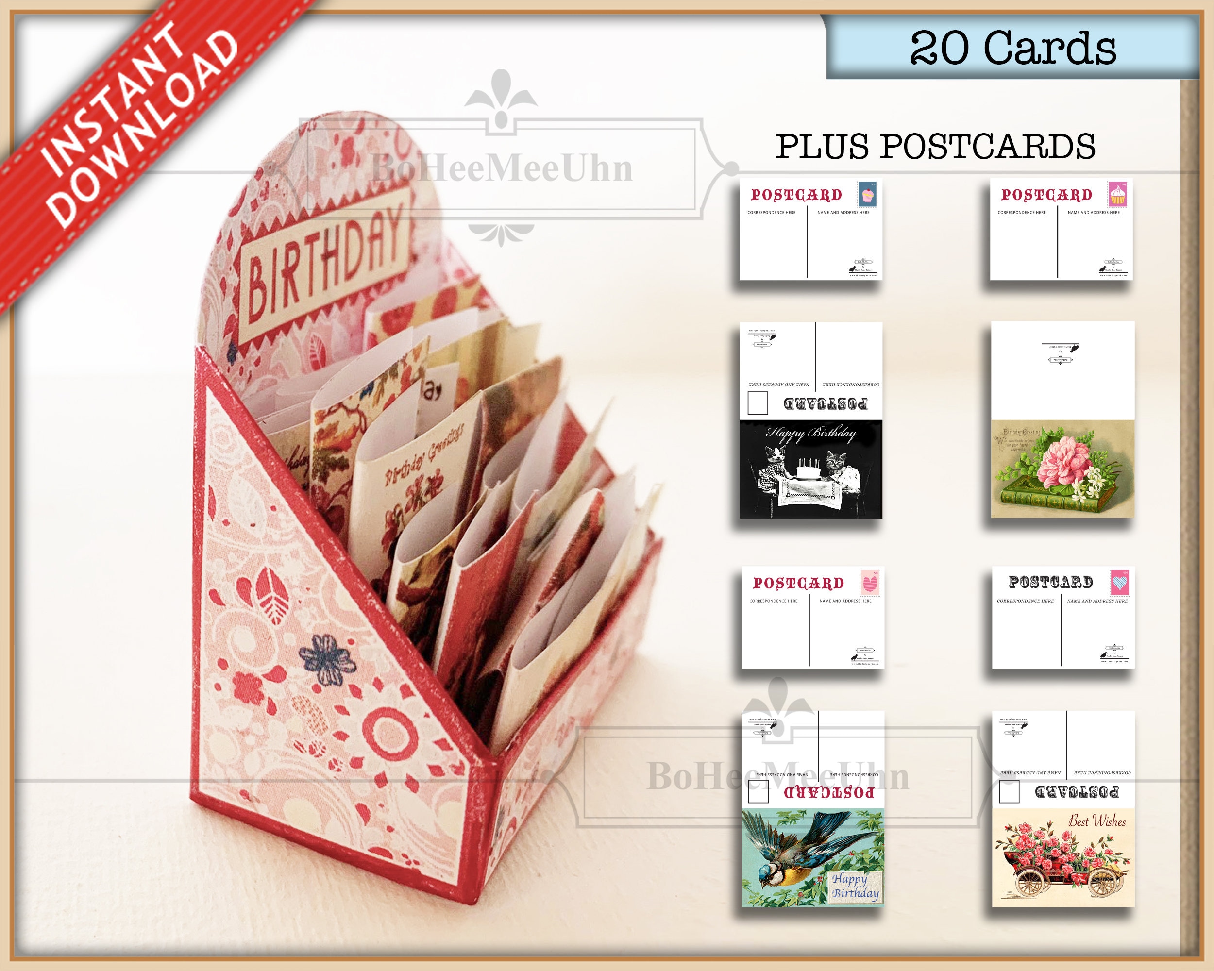 Birthday Greeting Card Display With Choice of Back Cards. Instant ...