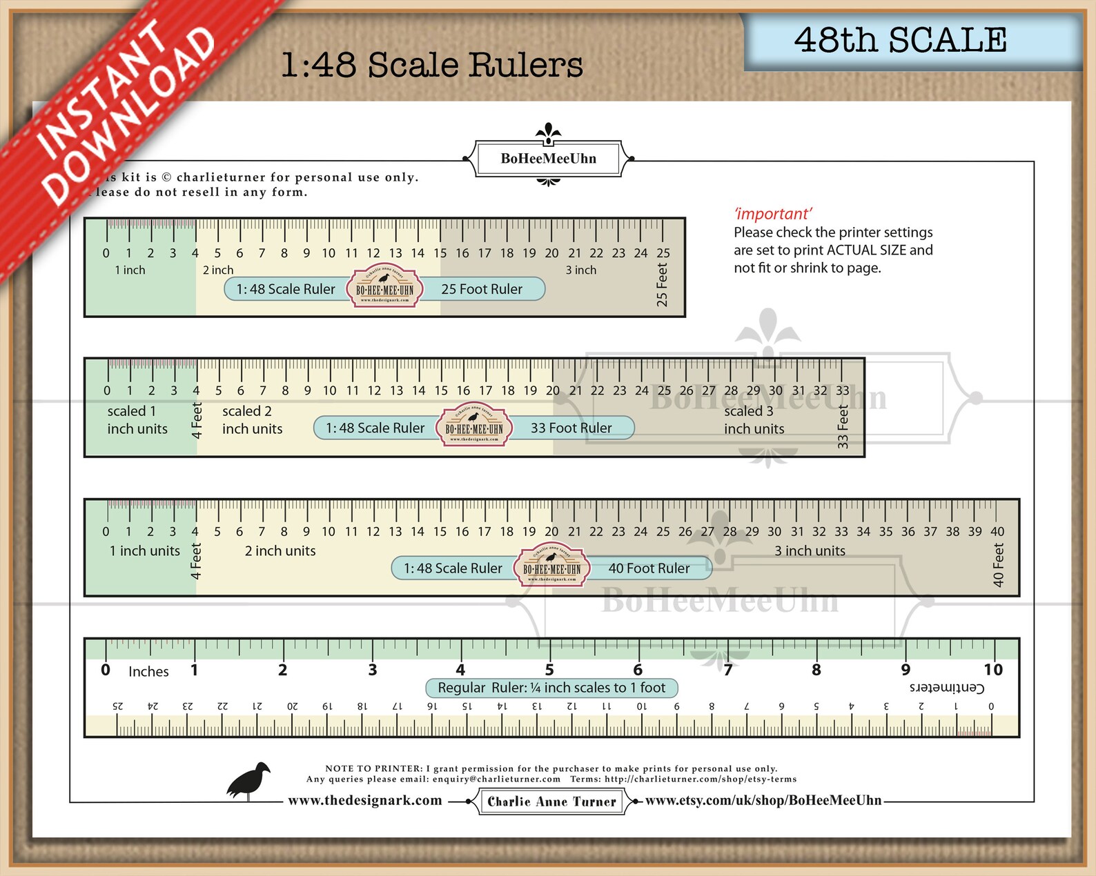 1 to 48 Scale Pretty Rulers. Different Styles. Inches. Scaled - Etsy