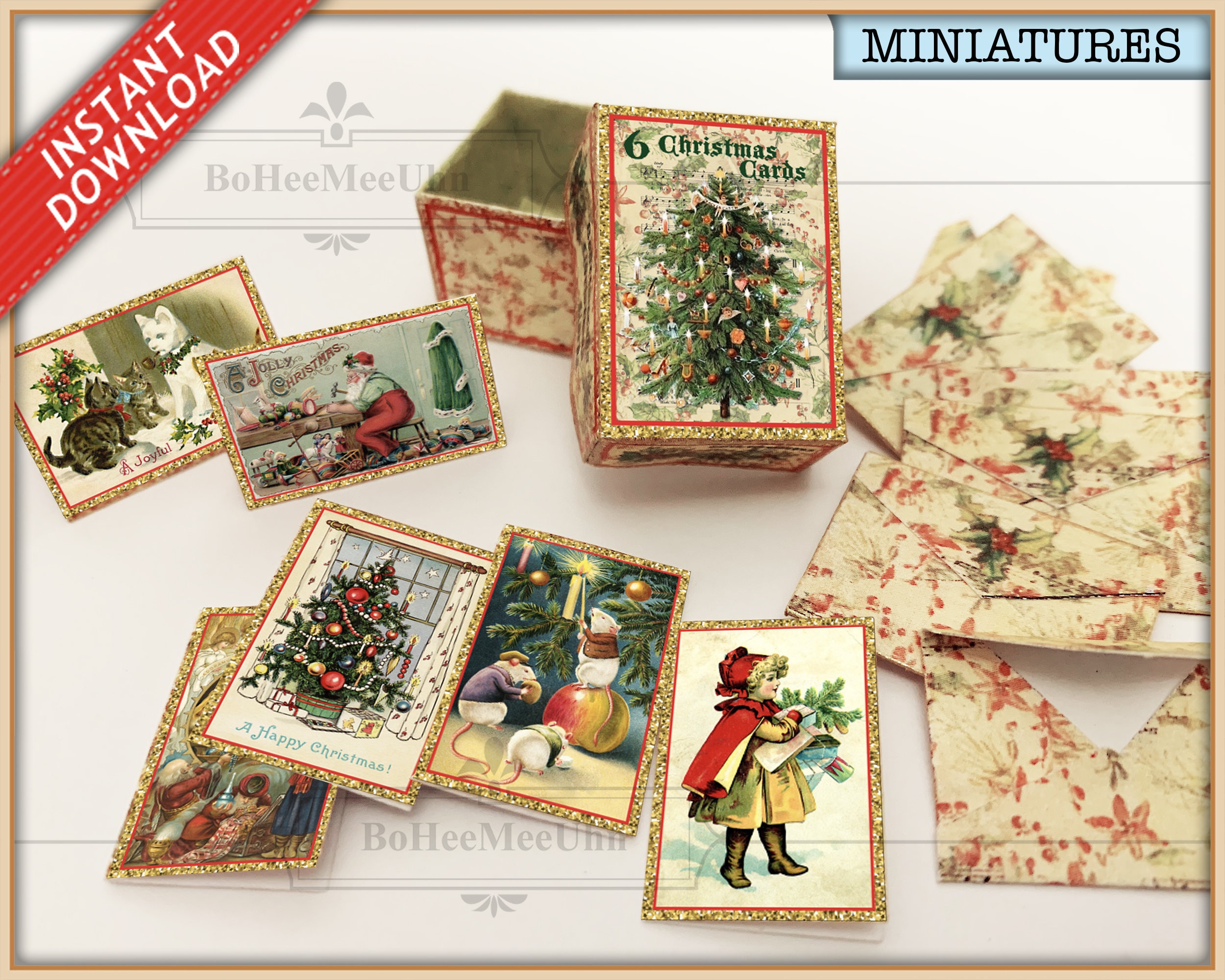 Vintage Victorian Christmas Tree Antique Greeting Cards With | Etsy