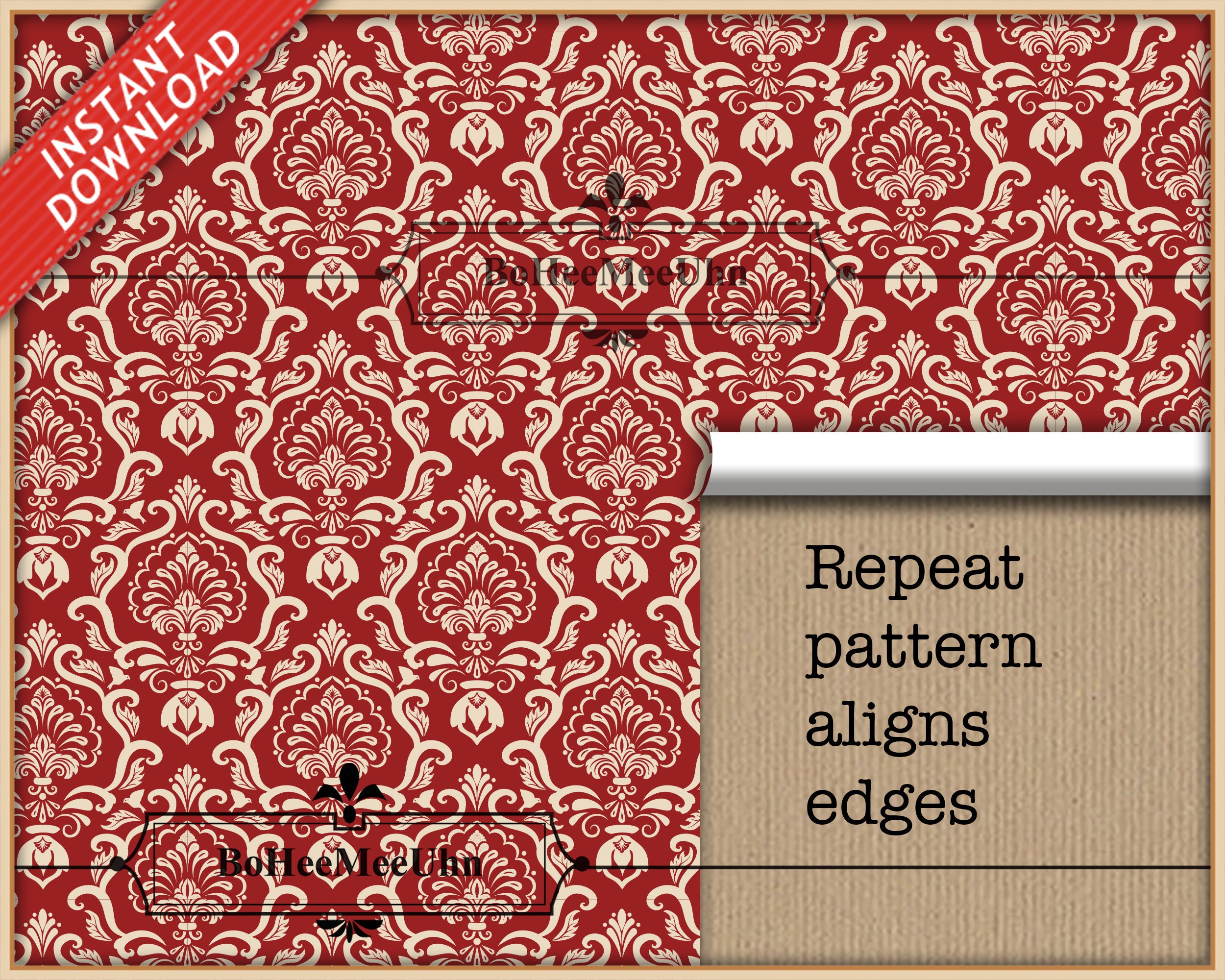 Red Fleur Dollhouse Victorian Repeat Patterned Wallpapers or - Etsy