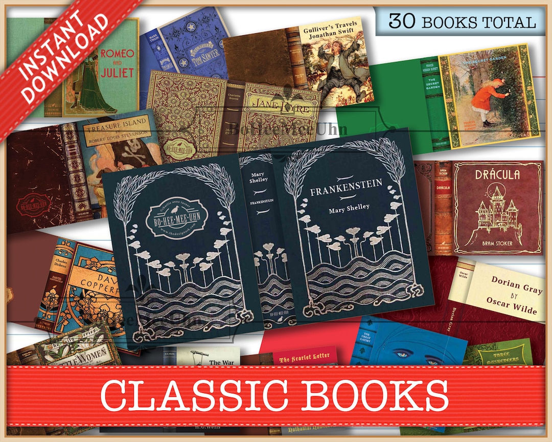 Classic Book Covers Three Scales. 30 Books. 3 Sizes. With Inside Pages ...