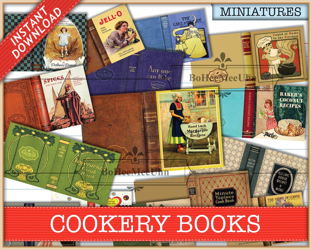 Cookery Kitchen Cook Book Covers Vintage 1:24 12th & 6th Scale. Three ...