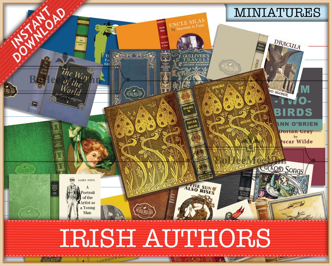 Irish Author Book Covers in Three Scales With Inside Pages. Vintage ...