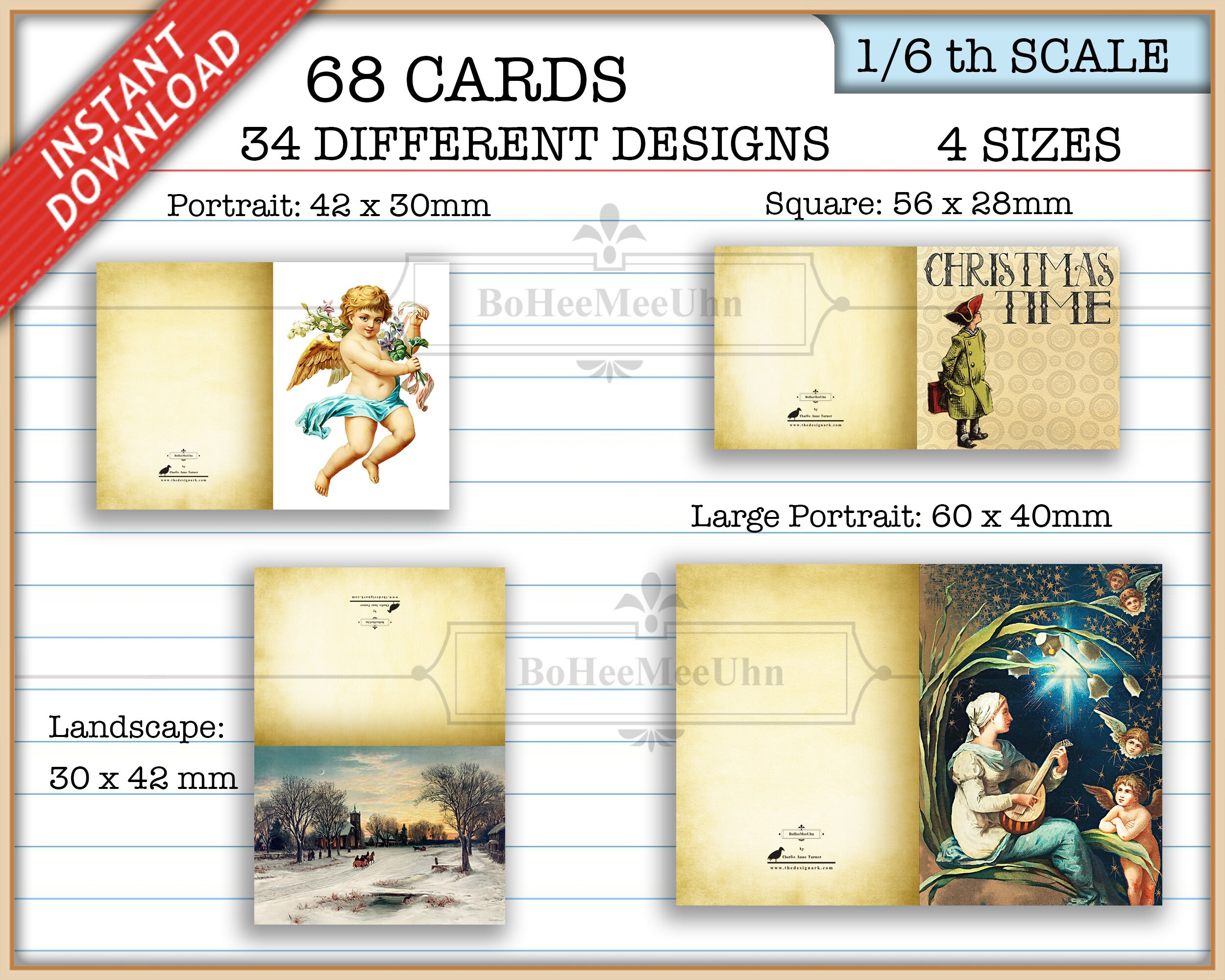 1:6 Printable Miniatures 68 Vintage Christmas Greeting Cards - Etsy
