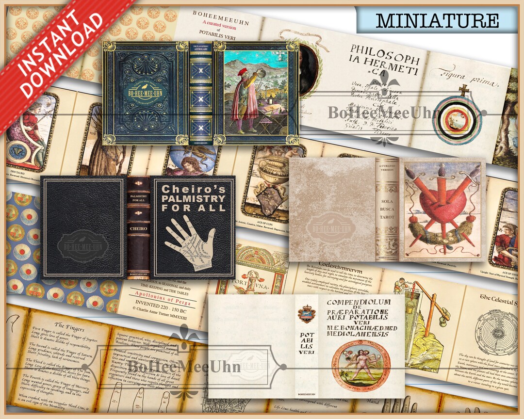 4 Curio Dollhouse Miniature Book Set : Tarot - Alchemy - Astrolabe ...