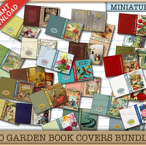 1:24 SCALE Blue and Green Printable Miniature Book Covers - Etsy