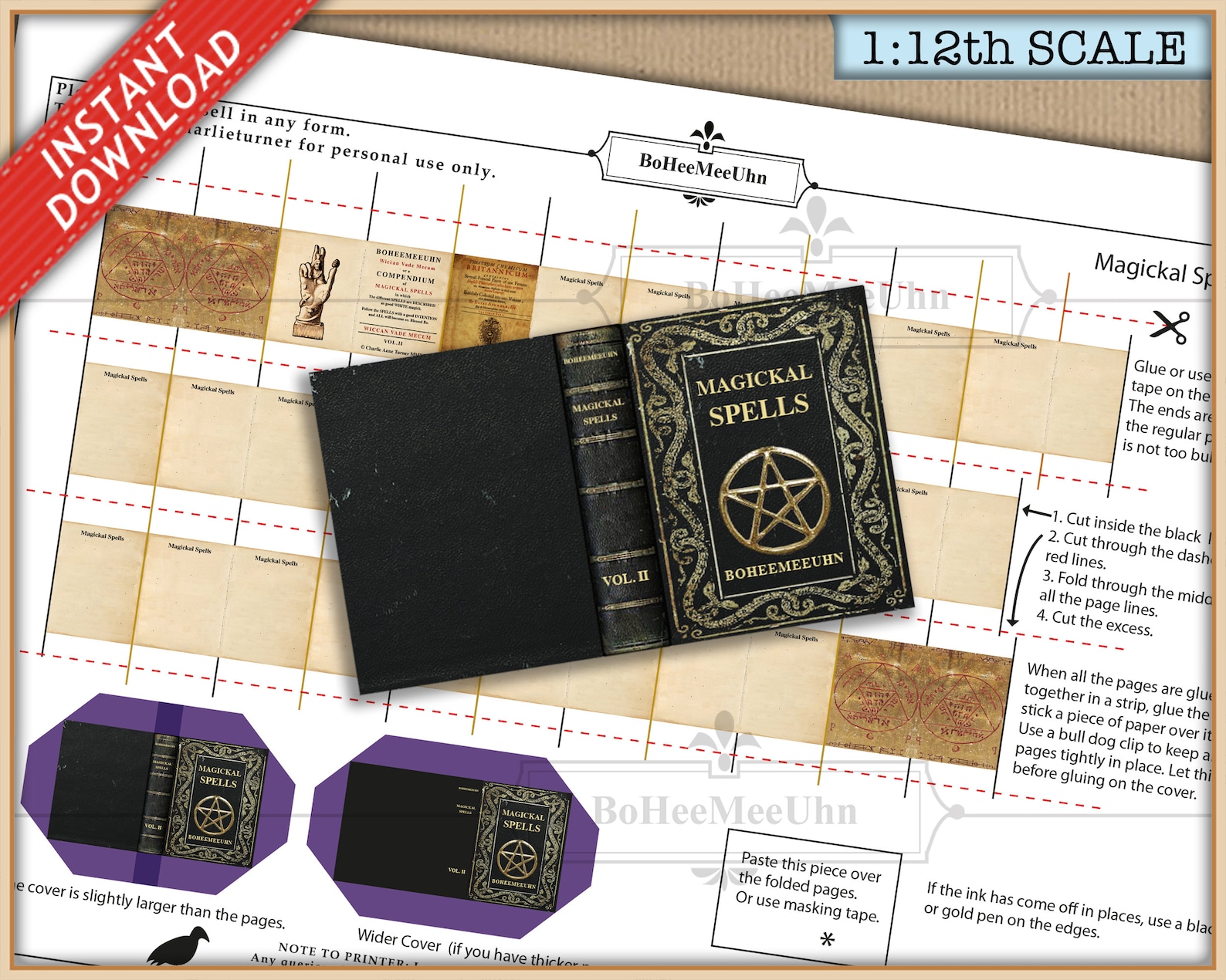 Magical Spells Dollhouse Miniature 2 Books. 3 Scales OPENABLE - Etsy