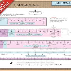 1 to 24 Scale Pretty Rulers. 9 Different Styles. Inches. Scaled 1:24 ...