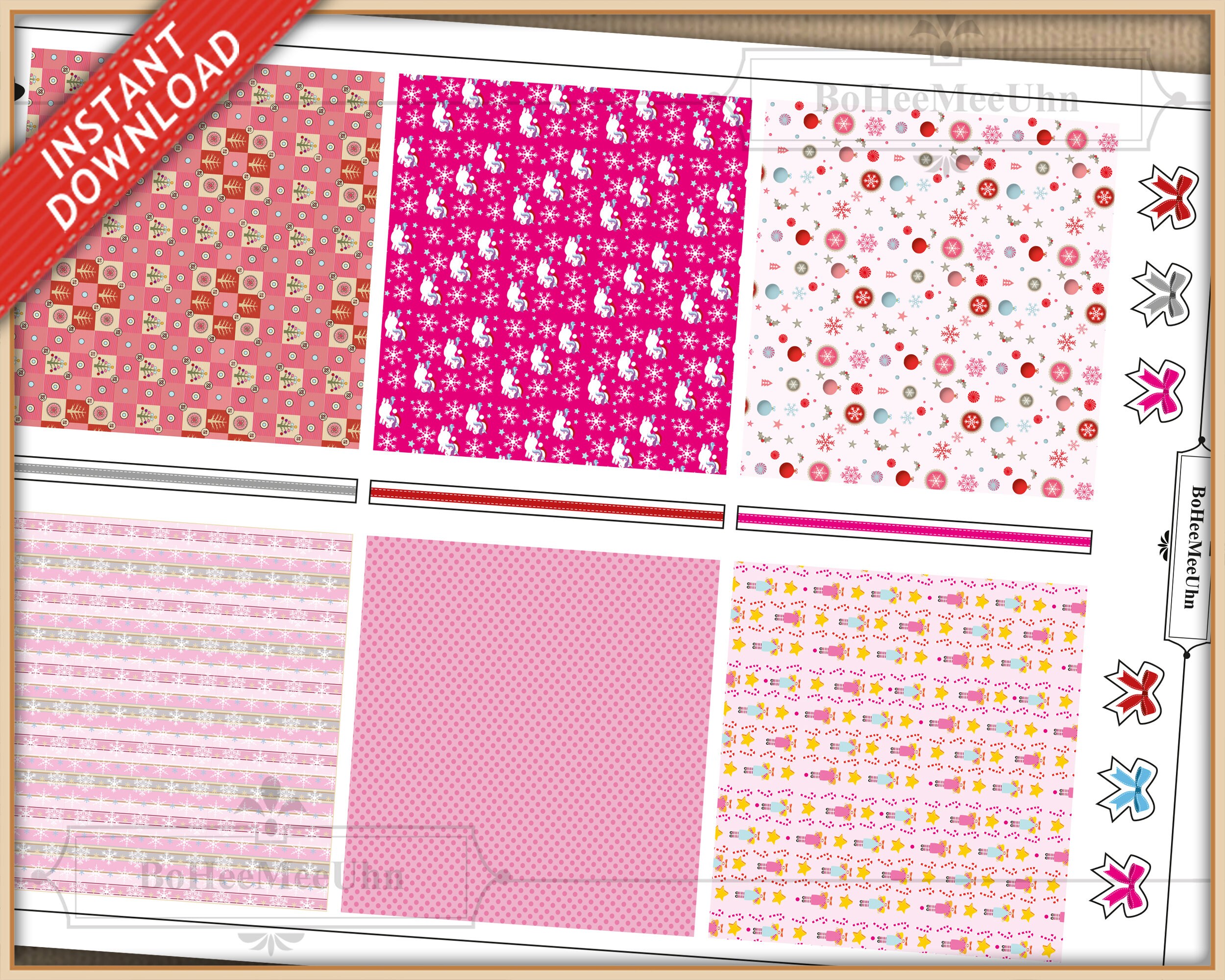 1:6 & 1/12 Scale Pink Wrapping Paper. Dollshouse. Set of 6 - Etsy