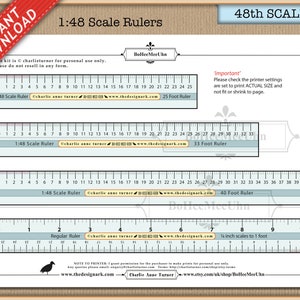1 to 48 Scale Pretty Rulers. Different Styles. Inches. Scaled 1:48 ...