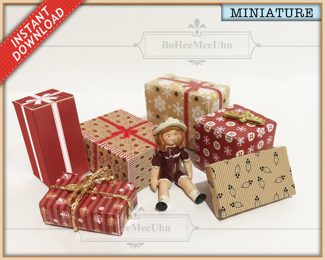 Miniature Christmas Gift Boxes, Printable Dollhouse Presents (digital ...