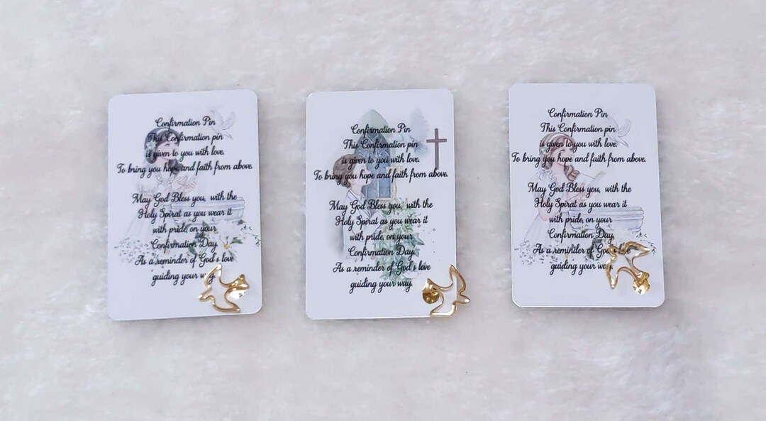 Confirmation Badge Pin, Tie Pin on an Aluminum Wallet Card Holy Spirit ...