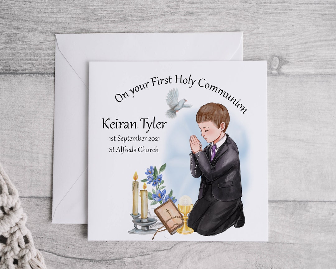 Personalised Communion Card Boy Design/first Holy Communion/son ...