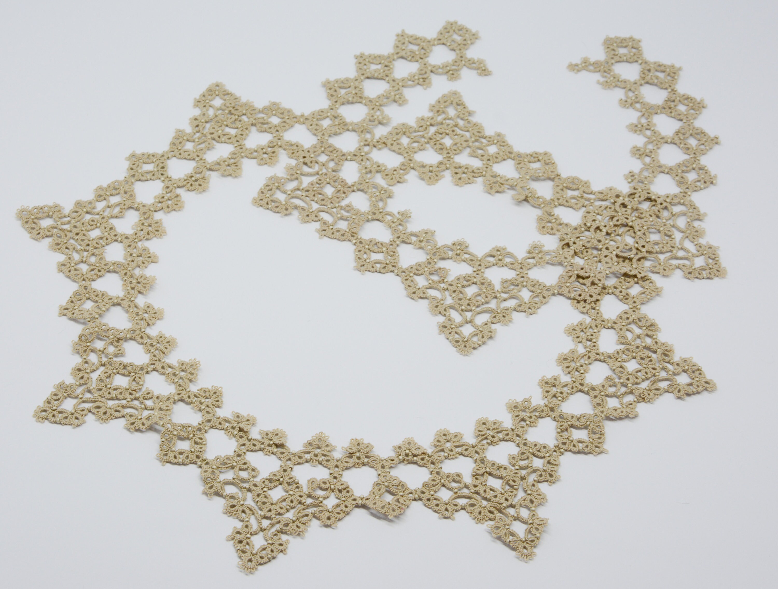 Tatted Lace Unique Artisan Collar Necklace Victorian Detachable Beaded ...