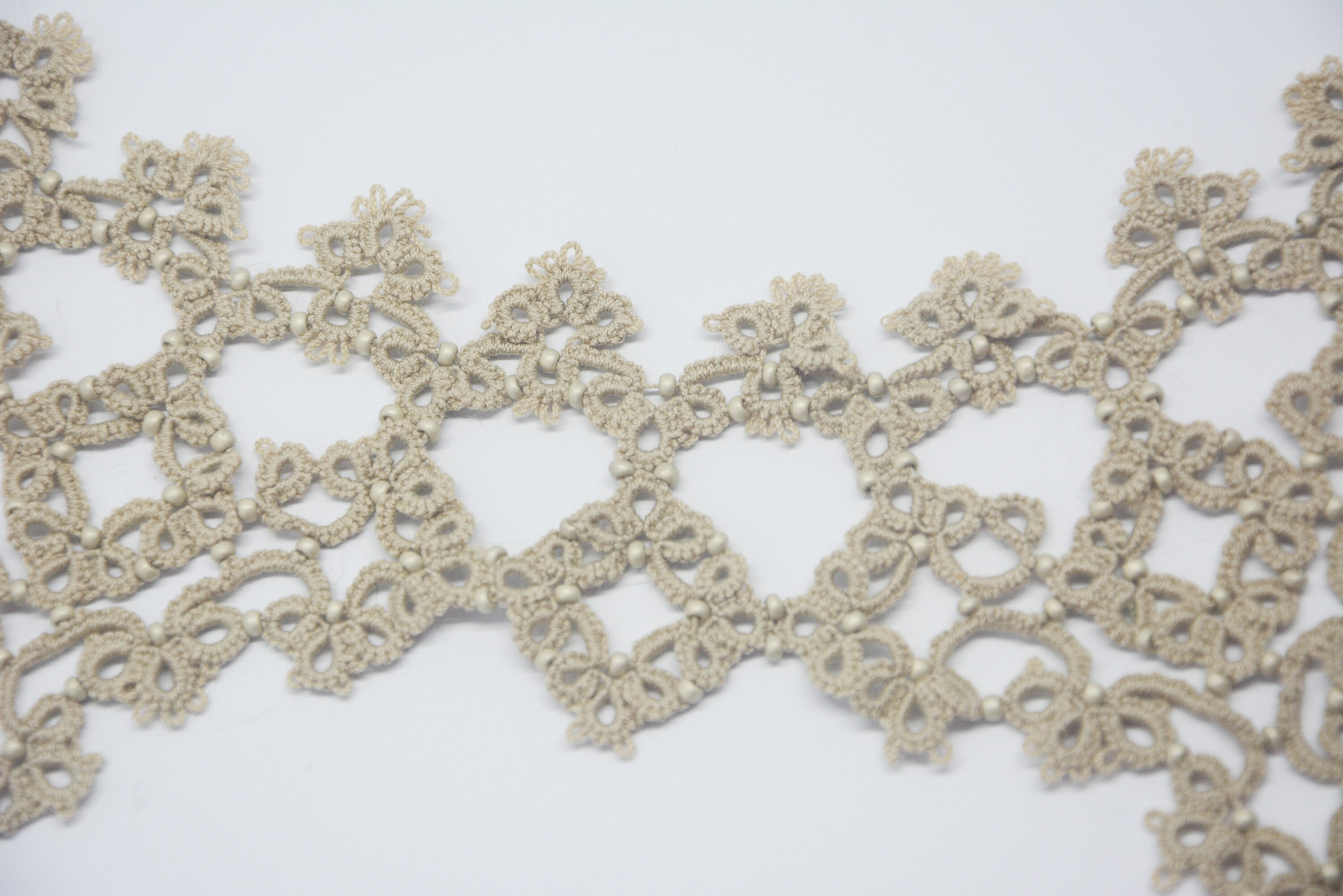 Tatted Lace Unique Artisan Collar Necklace Victorian Detachable Beaded ...