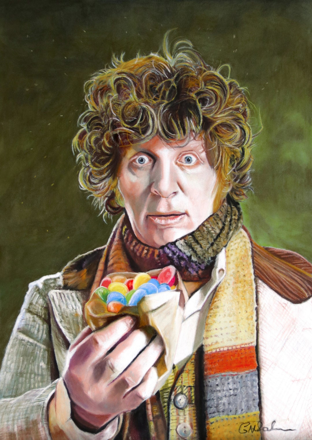 The Fourth Doctor Who (A4 Size Pastel Drawing on Pastelmat Paper) - Etsy