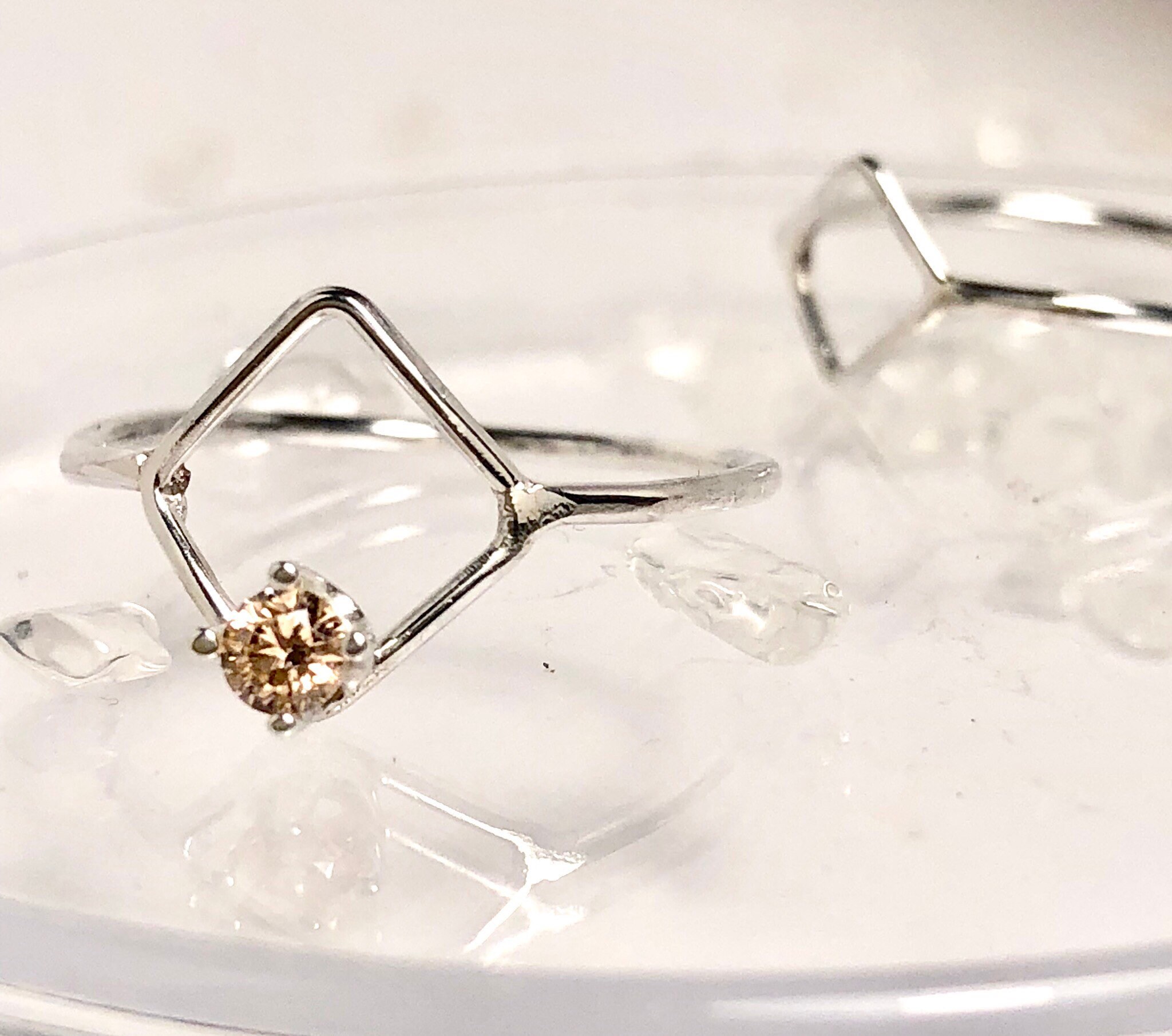 Diamond Shape Ring: Open Diamond Ring Diamond Shaped Ring | Etsy