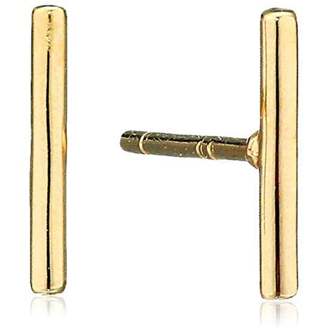 Solid 14k Minimalist Gold Tiny Line Stud Bar Earrings - Etsy