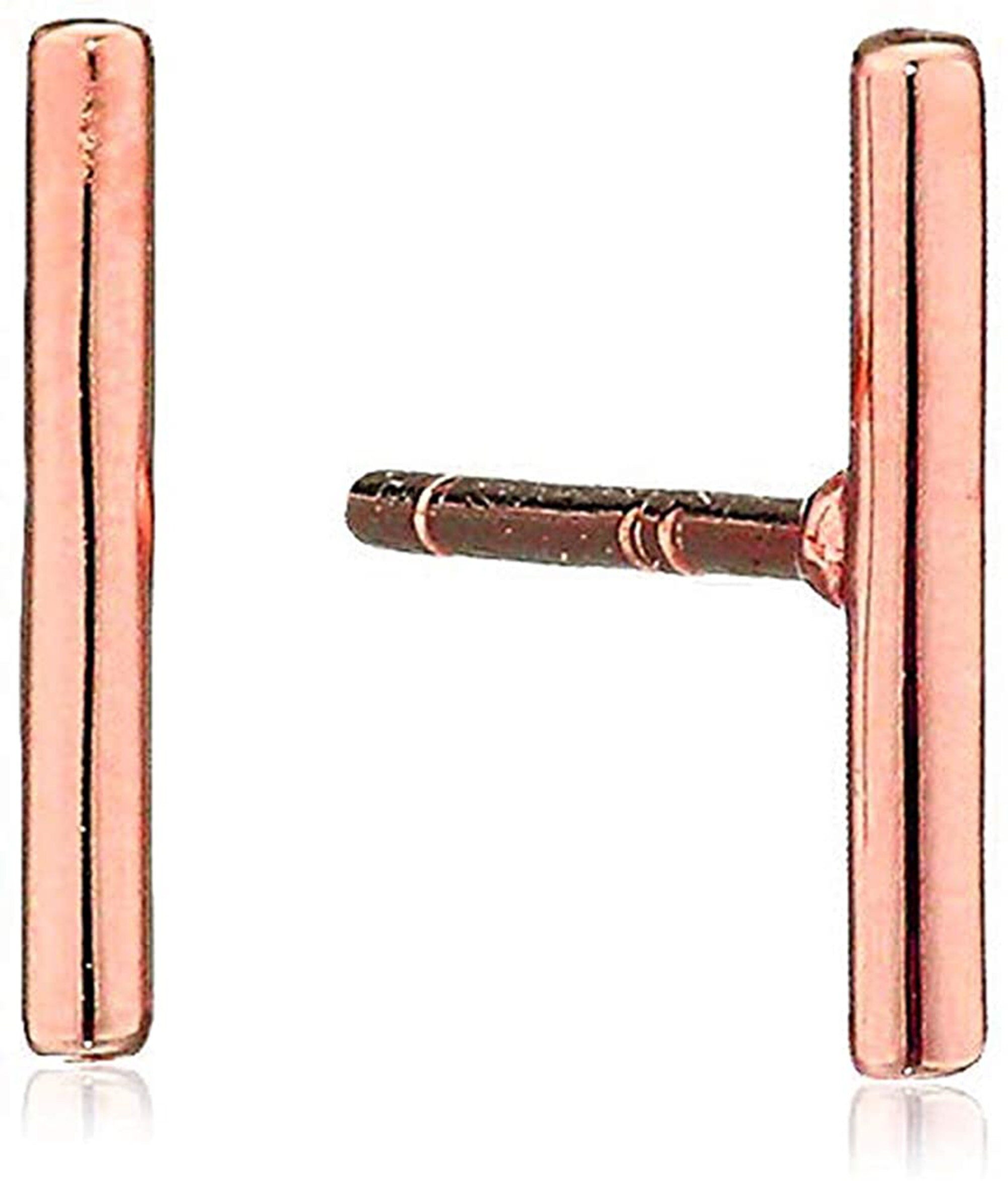 Solid 14k Minimalist Gold Tiny Line Stud Bar Earrings | Etsy