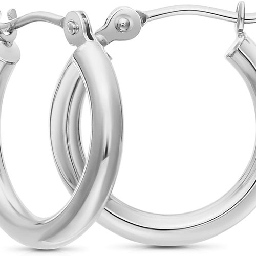 14K White Gold Heart Hoop Earrings Love | Etsy