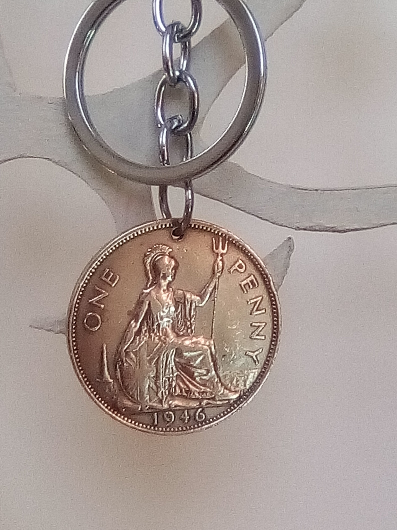 1946 UK 1 Penny Coin Keyring. - Etsy