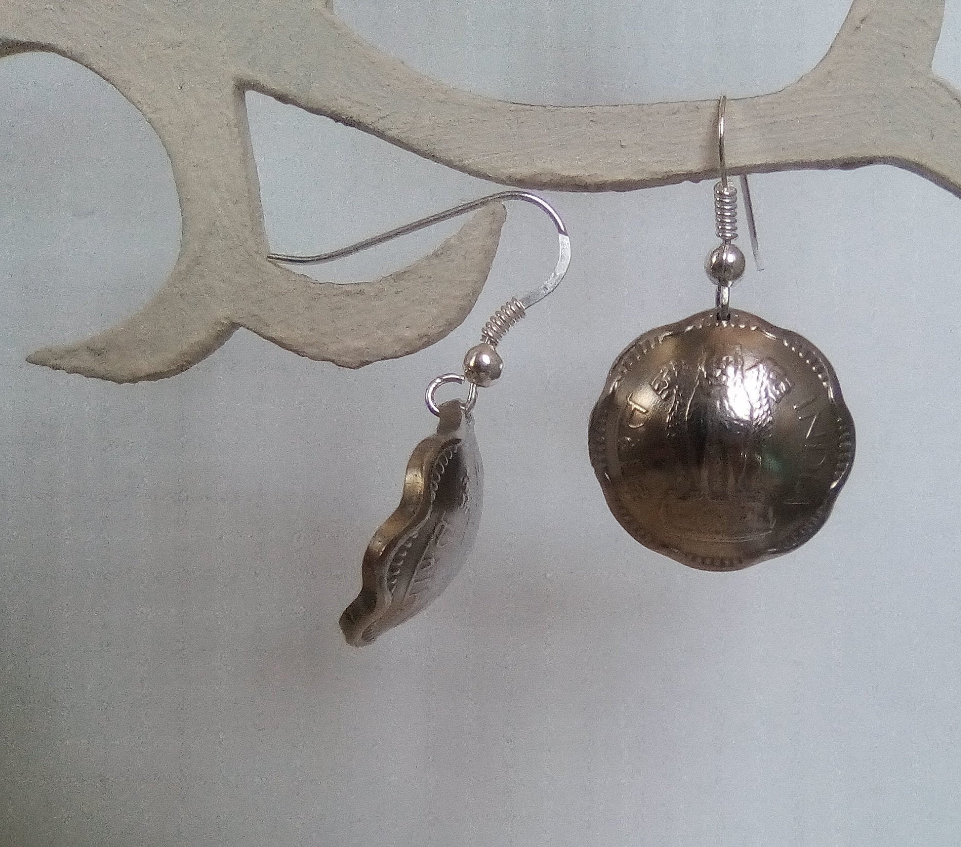 10 Paise Earrings From India From 1966 and 925 Sterling Silver. - Etsy UK