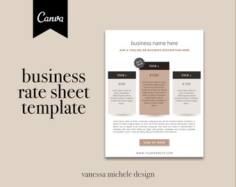 Rate Sheet Template - Etsy