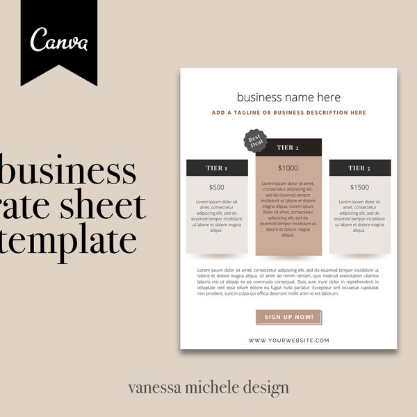 Rate Sheet Template - Etsy
