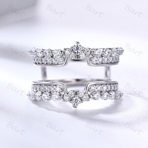 Women's Enhancer Ring, Round Cut Moissanite Enhancer Band , Enhancer ...