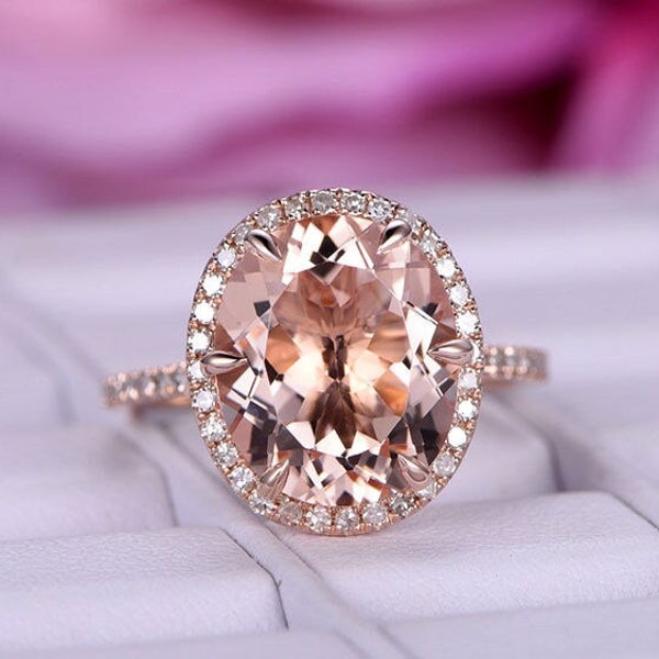 Large Morganite Ring - Etsy