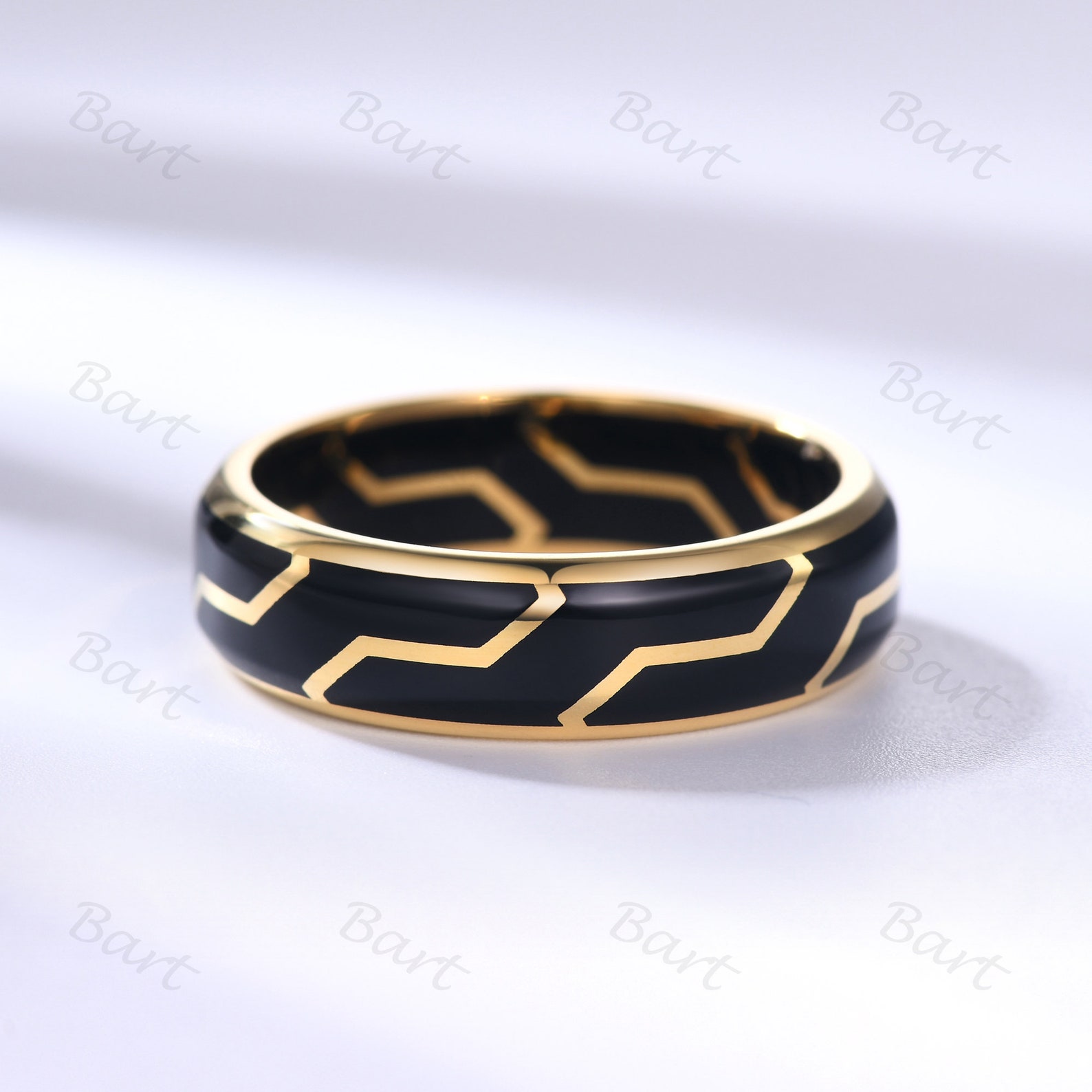 Personalized Enamel Band Ring,enamel Ring Charm Couple Rings,black and ...