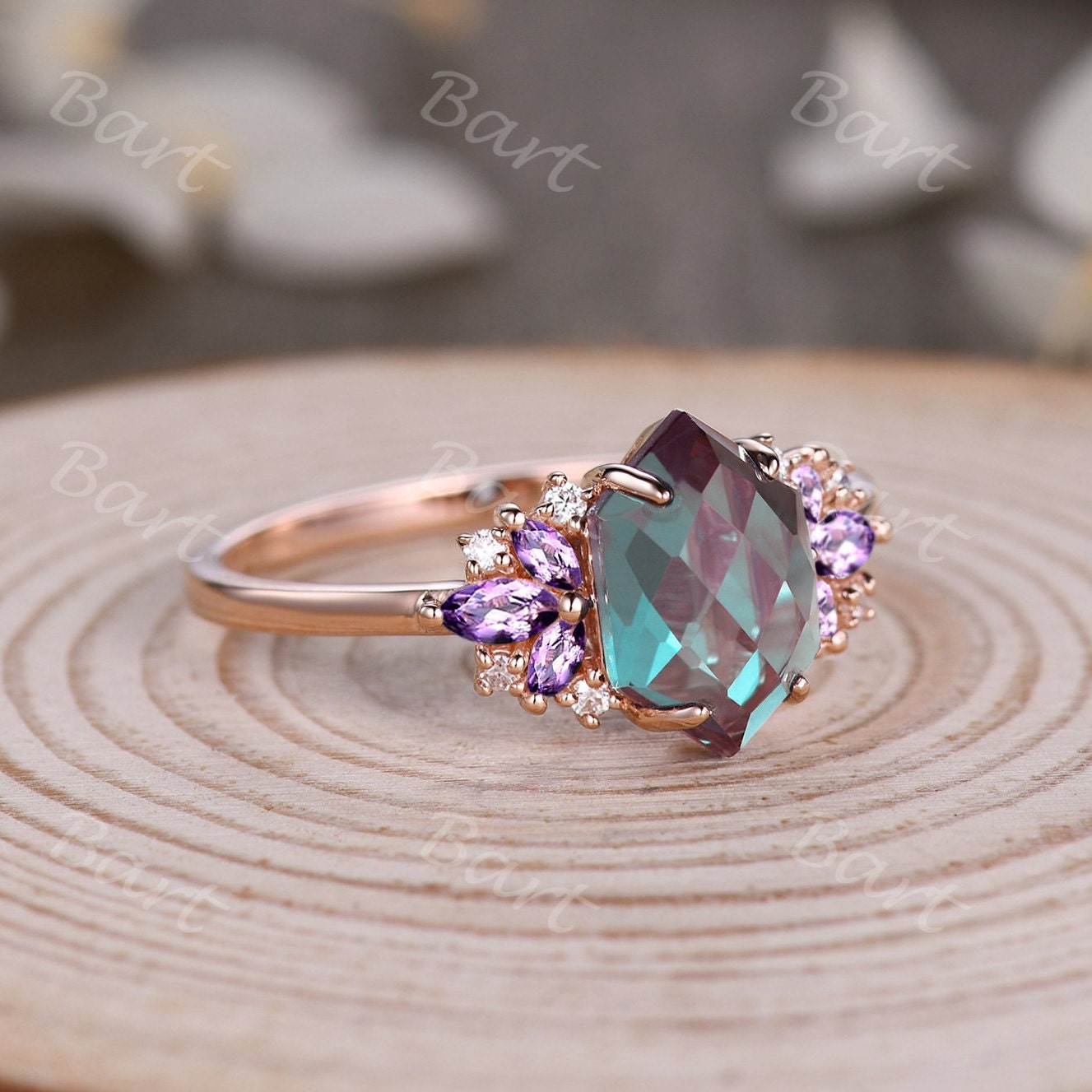 Vintage Alexandrite Promise Ring for Womenhexagon Alexandrite - Etsy