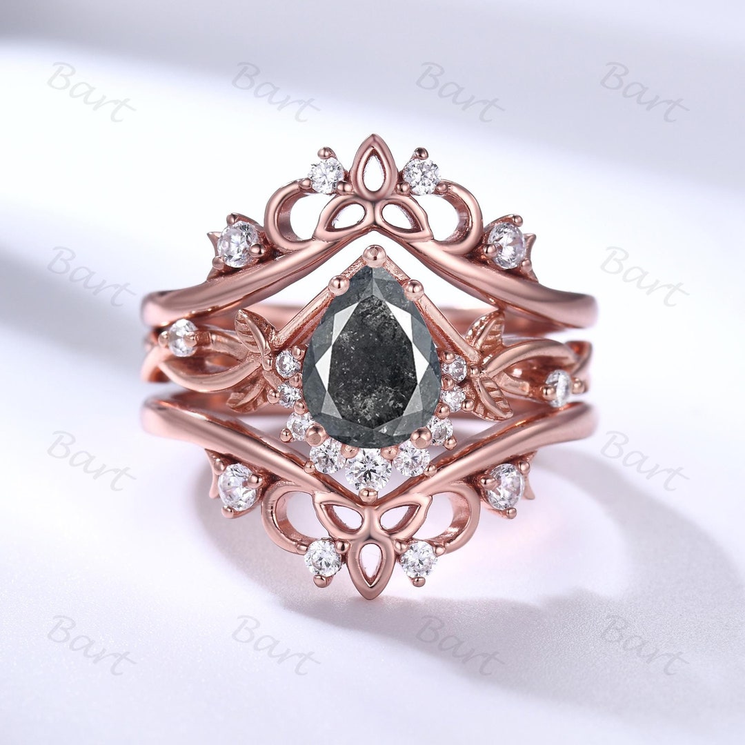 Celtic Knot Salt and Pepper Diamond Ring Wedding Enhancer Band Nature ...