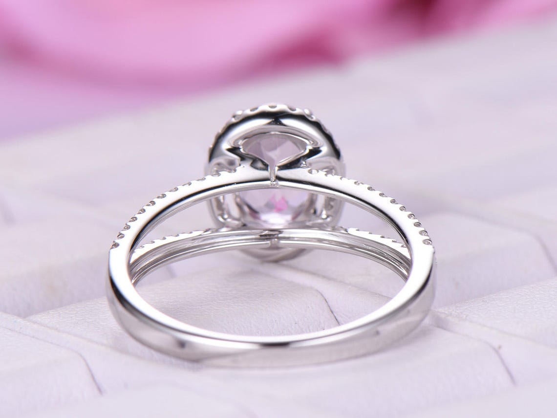 6x8mm Kunzite Engagement Ring/14k White Gold Diamond - Etsy