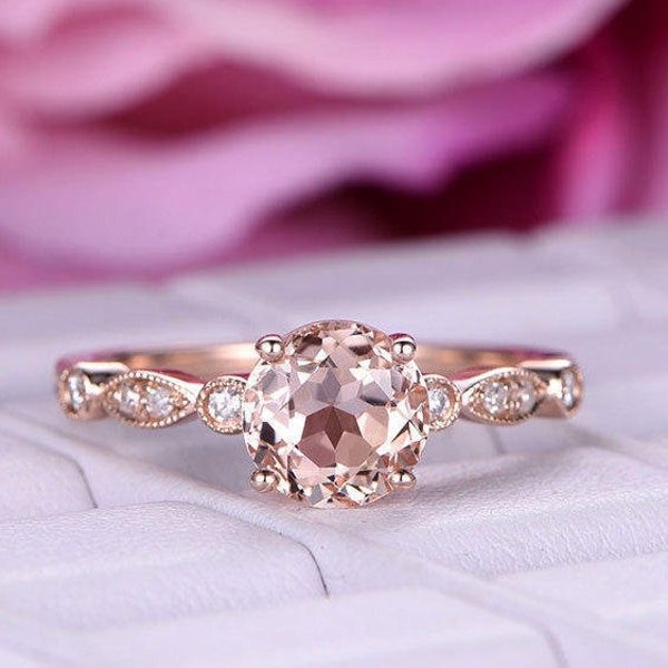 Round Morganite Ring - Etsy