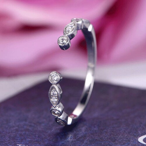 Diamond Ring Diamond Wedding Band Open Gap Stacking Matching - Etsy