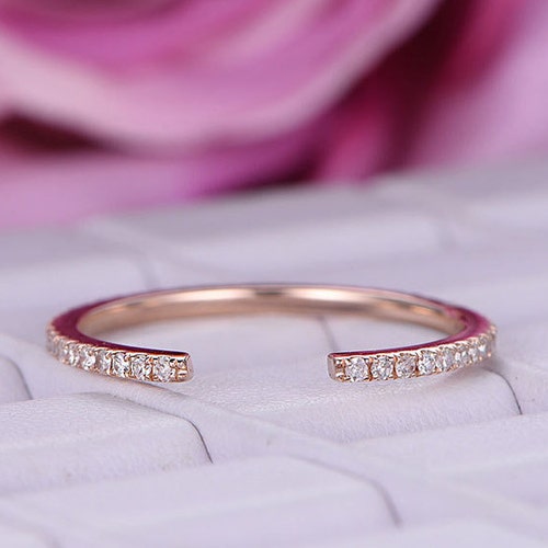 Diamond Ring Diamond Wedding Band Open Gap Stacking Matching - Etsy