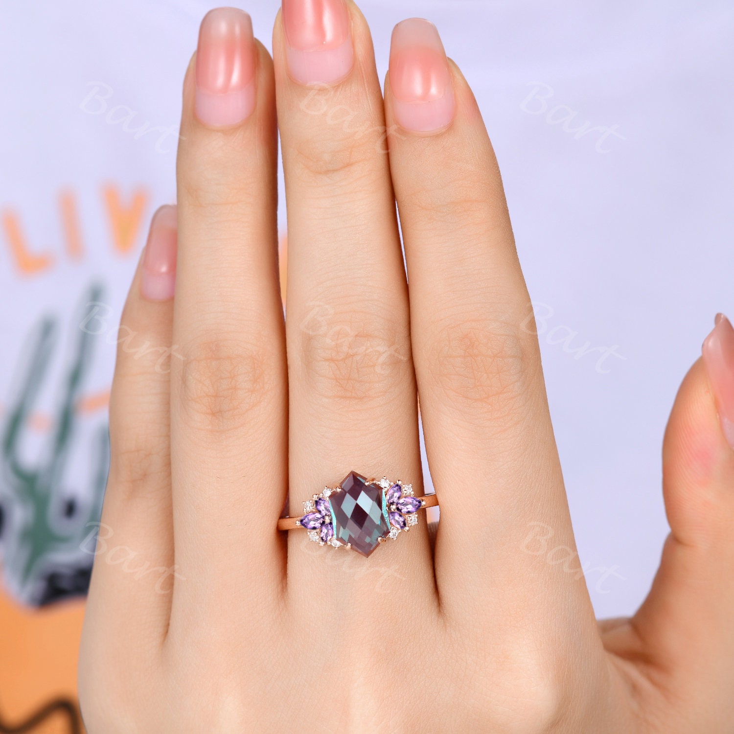 Vintage Alexandrite Promise Ring for Womenhexagon Alexandrite - Etsy